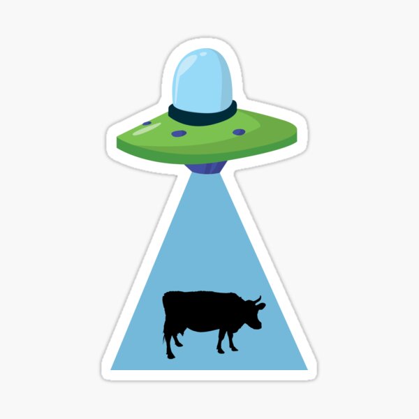 "Funny UFO Cow Abduction" Sticker for Sale by vladocar | Redbubble