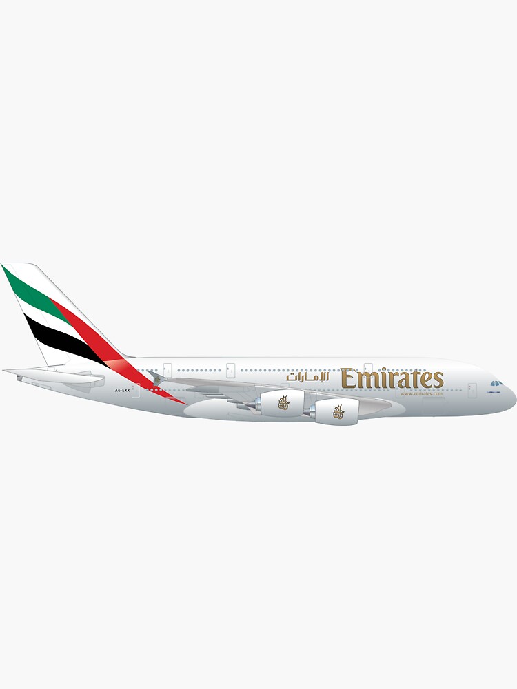"Emirates A380" Sticker for Sale by ThomasThings | Redbubble