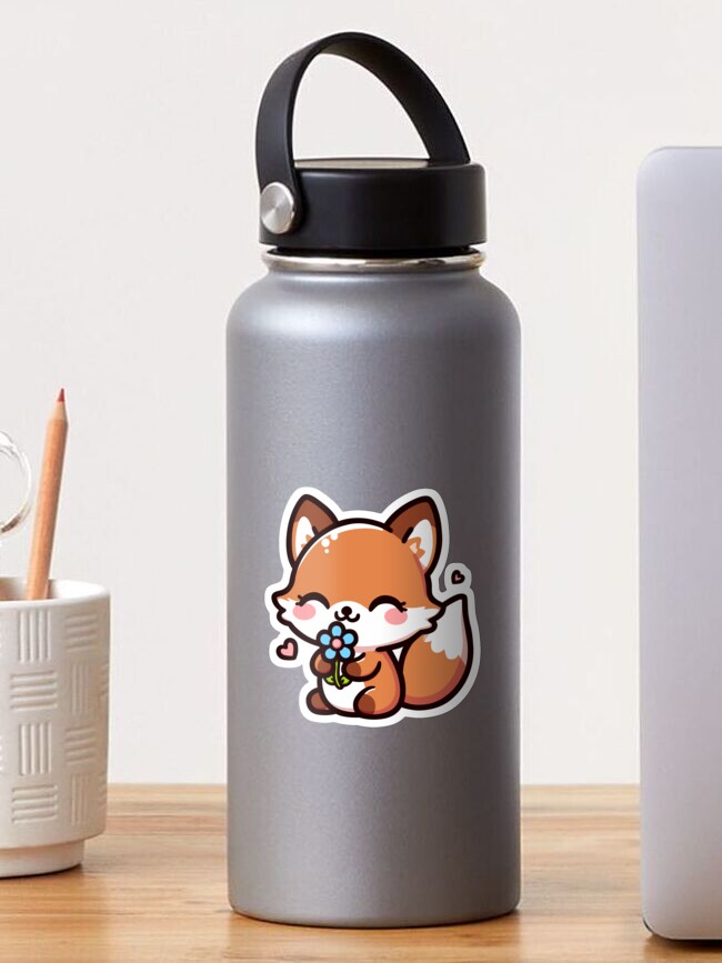 "Fox with flower" Sticker for Sale by Delidream | Redbubble