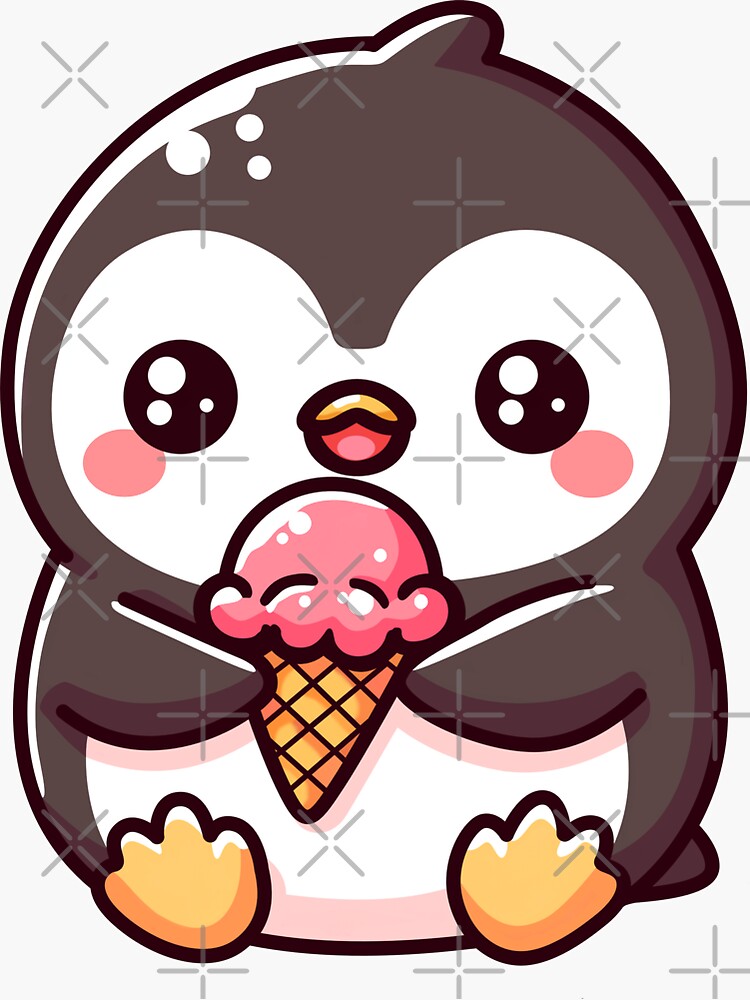"Penguin with ice cream" Sticker for Sale by Delidream | Redbubble