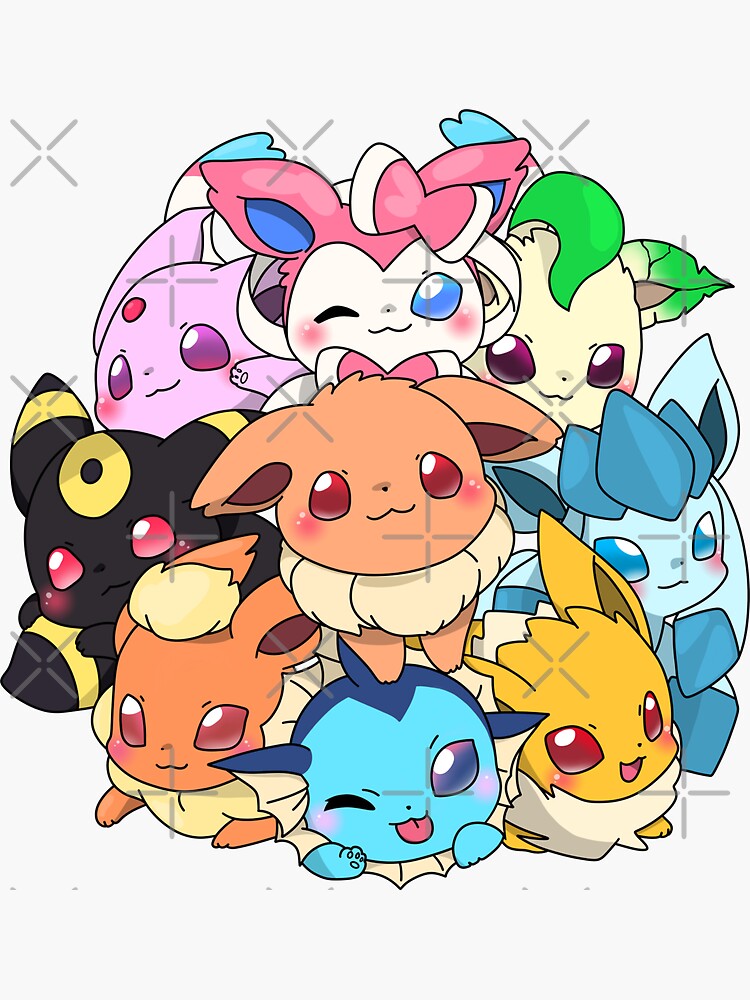 "Chibi eeveelutions " Sticker for Sale by ScarletVault | Redbubble