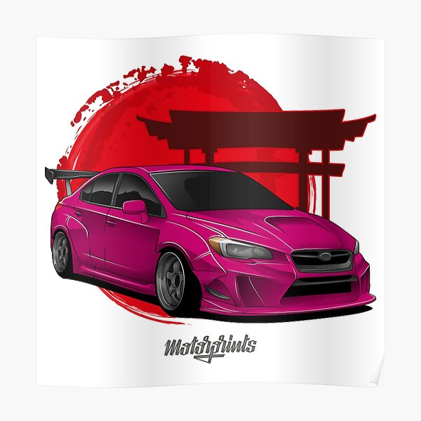 "Widebody WRX STi (pink)" Poster for Sale by MotorPrints | Redbubble
