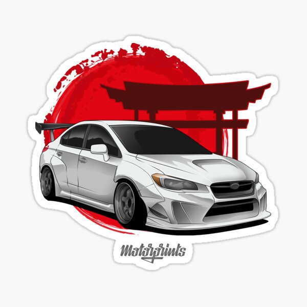 "Widebody WRX STi (white)" Sticker for Sale by MotorPrints | Redbubble