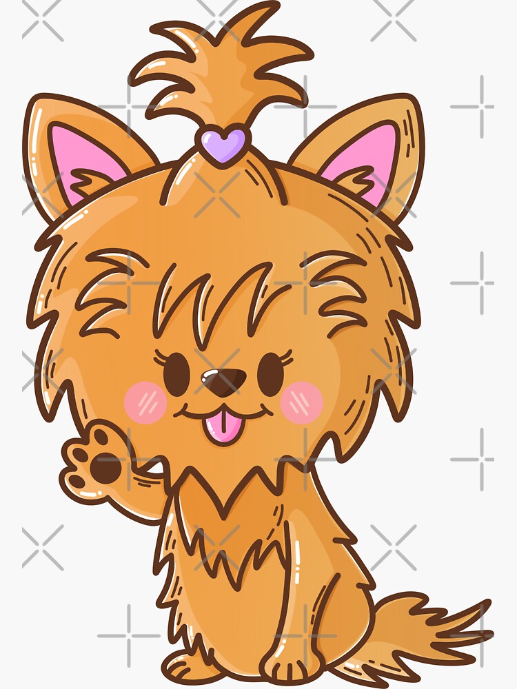"Cute Yorkie Puppy Saying Hi" Sticker for Sale by believablyME | Redbubble