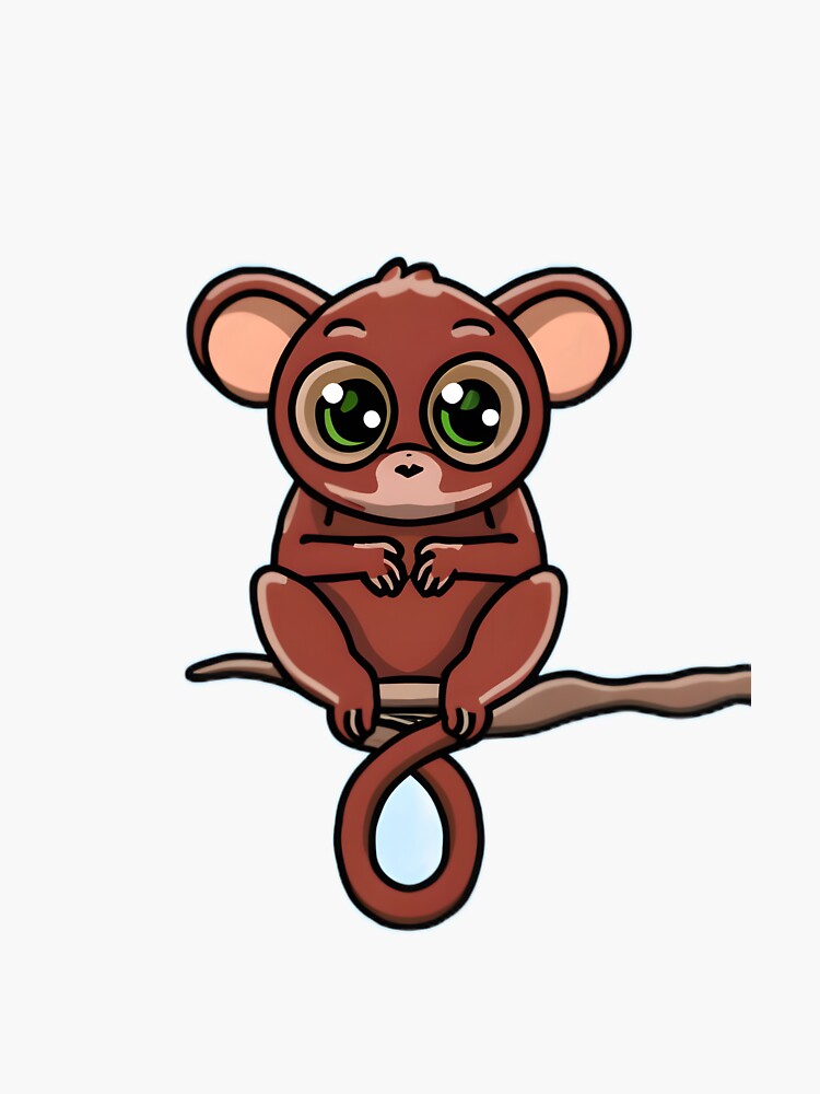 "Cute Tarsier on a Tree - Version 1" Sticker for Sale by Idea-Artwork ...