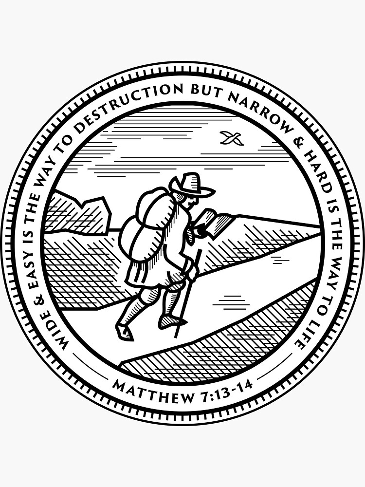 "Pilgrim's Progress Badge (black)" Sticker for Sale by 2fivequotes ...