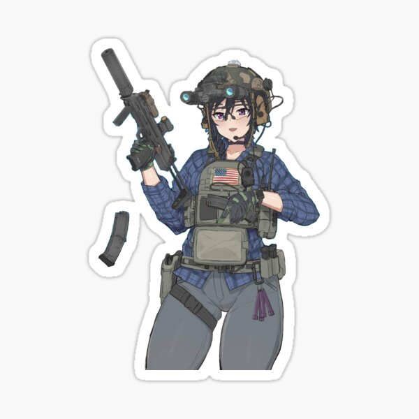 "military anime girl" Sticker for Sale by igor-me | Redbubble