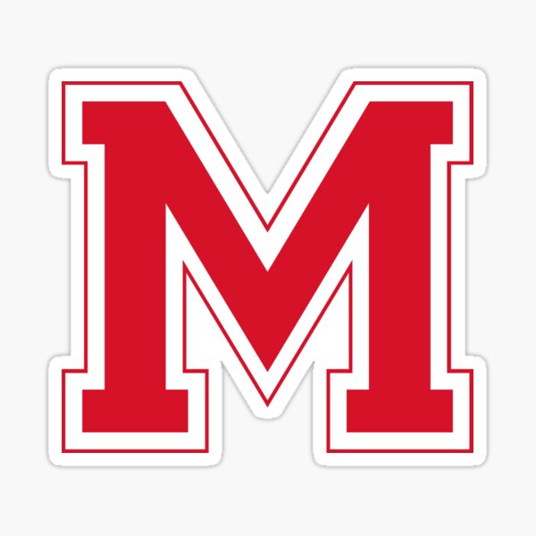 "Red Varsity Letter M" Sticker for Sale by rogue-design | Redbubble