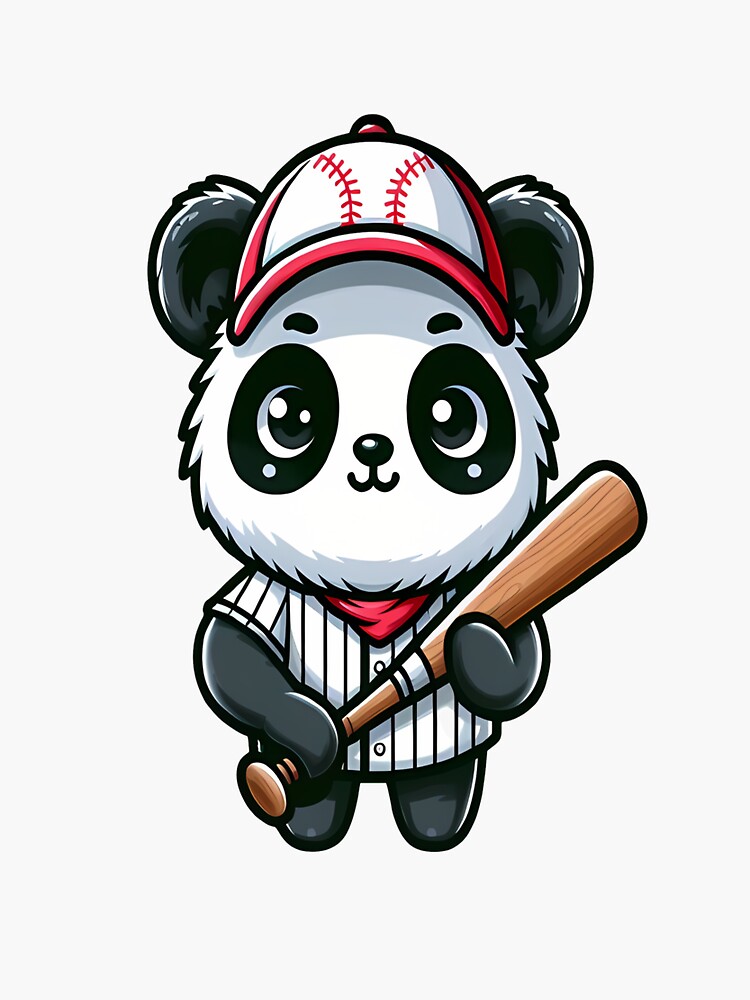 "cute cool panda holding baseball bat " Sticker for Sale by ...