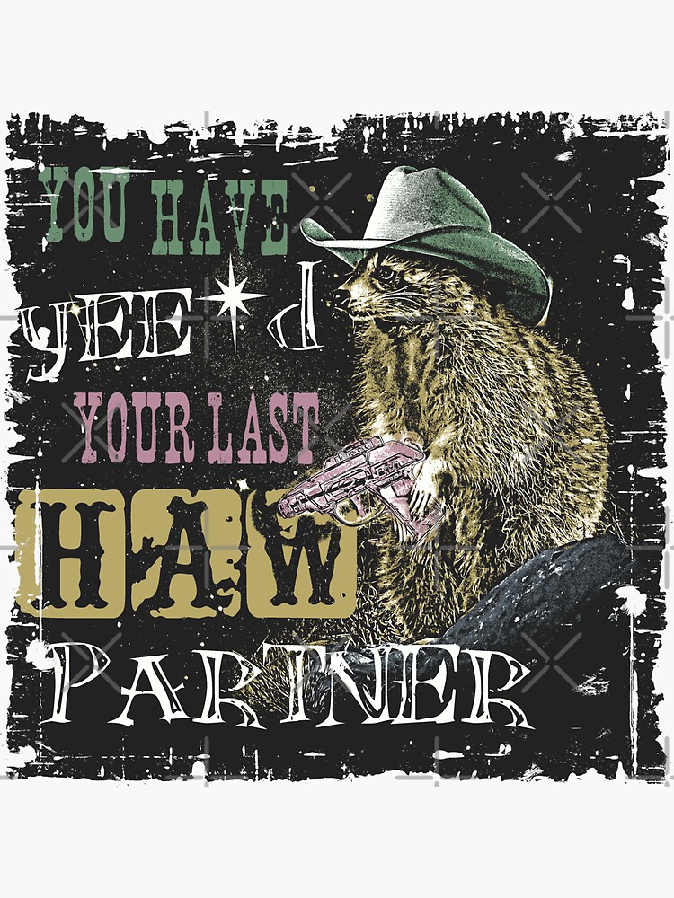 "You Have Yee'd Your Last Haw Partner - Funny Raccoon Meme" Sticker for ...