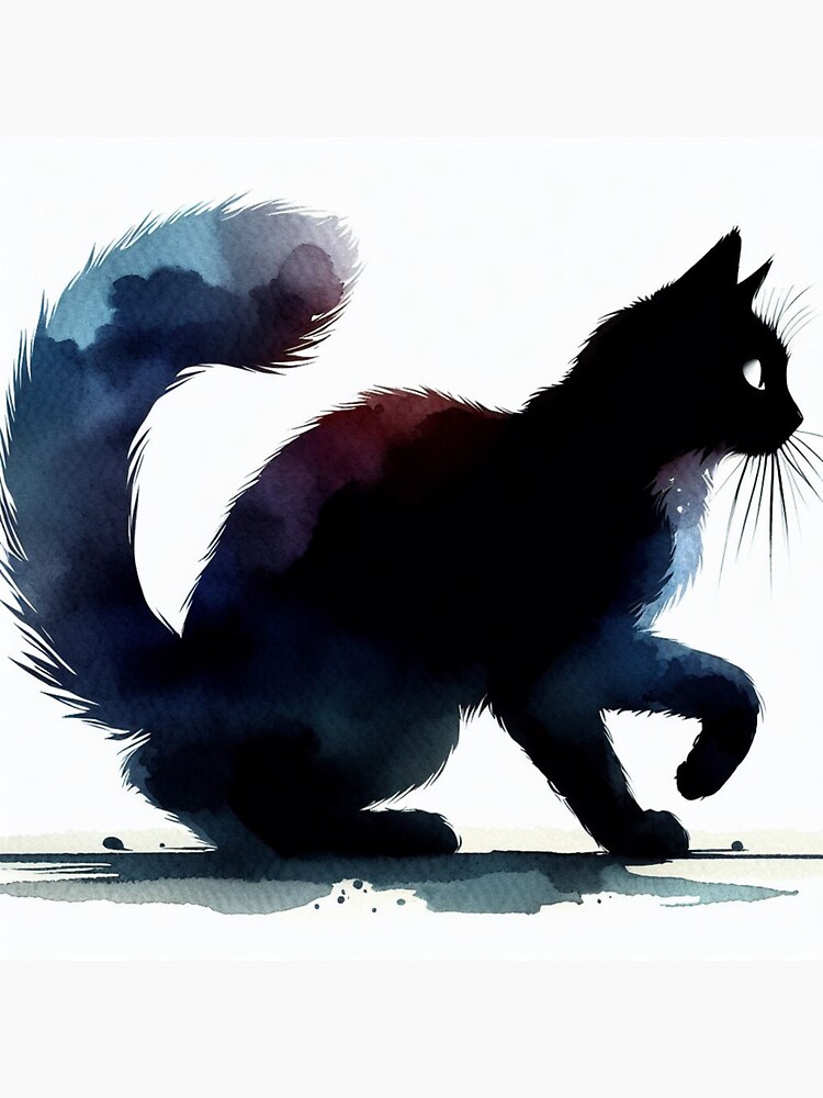 "Crouching Black Cat Silhouette" Sticker by JESMORY | Redbubble