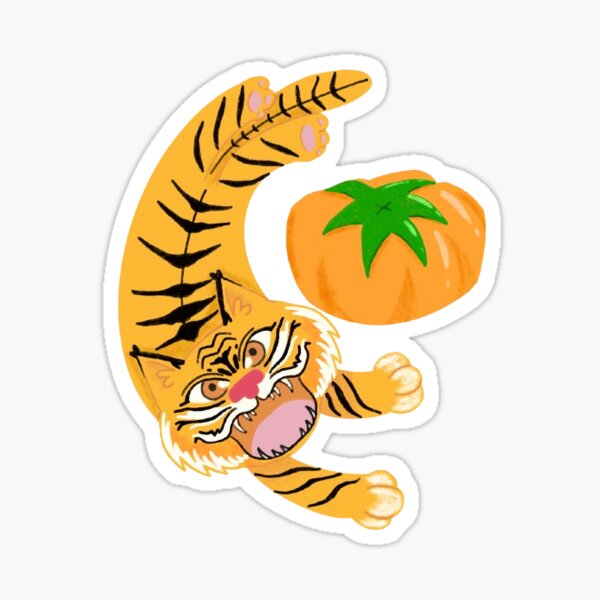 "The Tiger and the Dried Persimmon 호랑이와 곶감" Sticker for Sale by ...