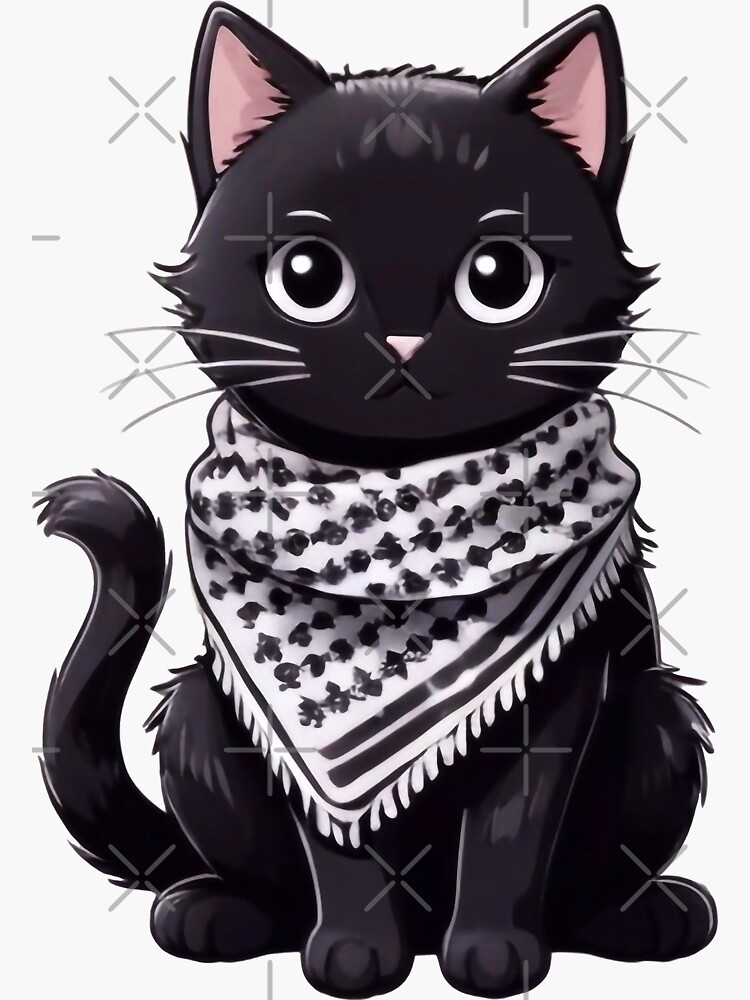 "Cute cat wearing the keffiyeh" Sticker for Sale by FreshArtFusion ...