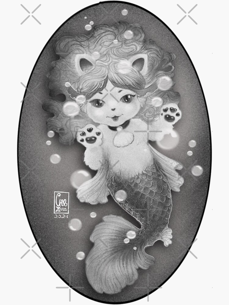 "MerKitten " Sticker for Sale by zhanadarte | Redbubble