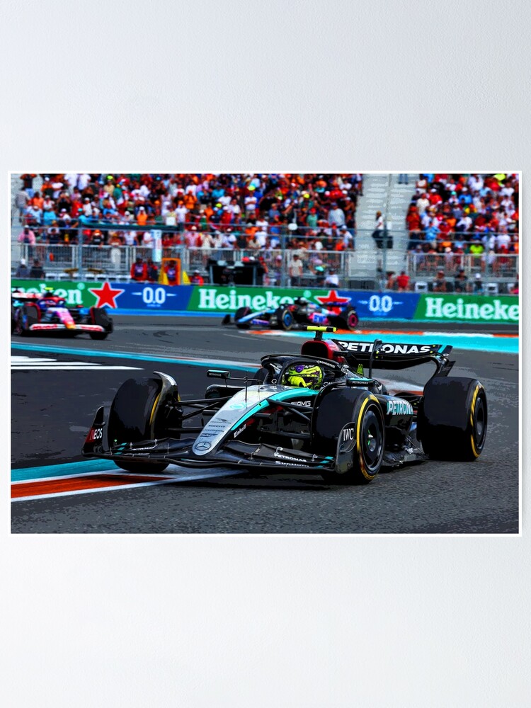 "Lewis Hamilton racing his 2024 F1 race car during the Miami Grand Prix ...