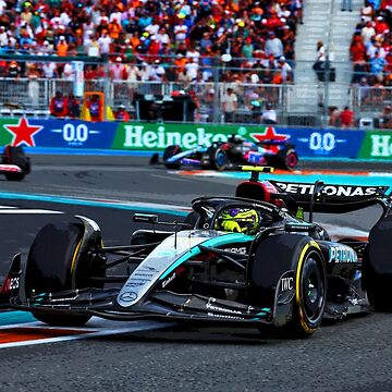 "Lewis Hamilton racing his 2024 F1 race car during the Miami Grand Prix ...
