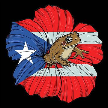 "Puerto Rico Hibiscus Flower Coqui Frog" Sticker for Sale by Liomal ...