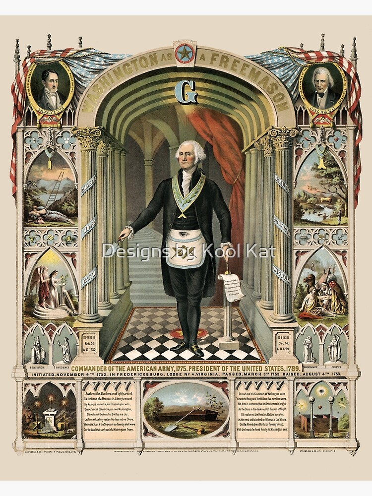 "United States President George Washington as a Freemason Etching Print ...