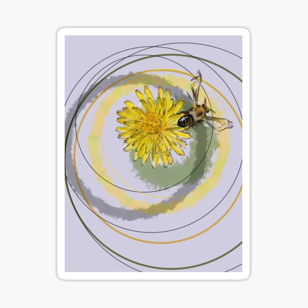 "Honeybee dandelion " Sticker for Sale by BeeandtheMoon | Redbubble