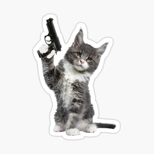 "Pistol Cat" Sticker for Sale by americancheez | Redbubble