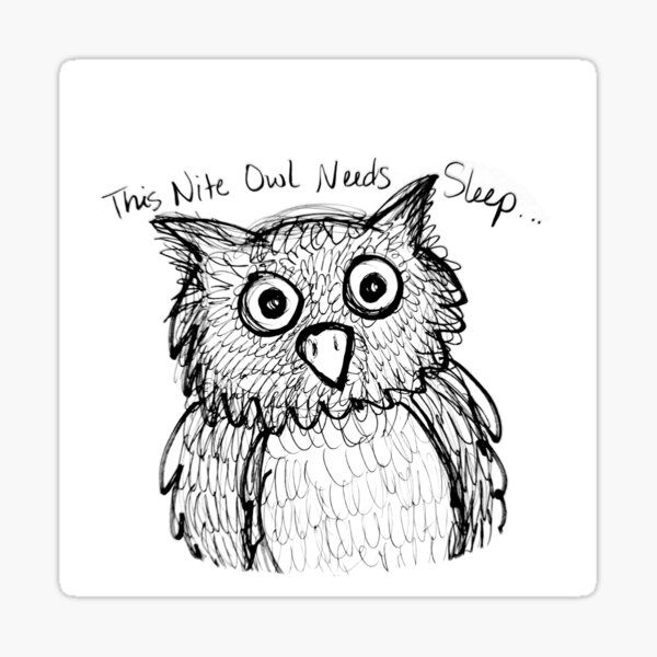 "INSOMNIAC OWL DOODLE" Sticker for Sale by cjwheelwright | Redbubble