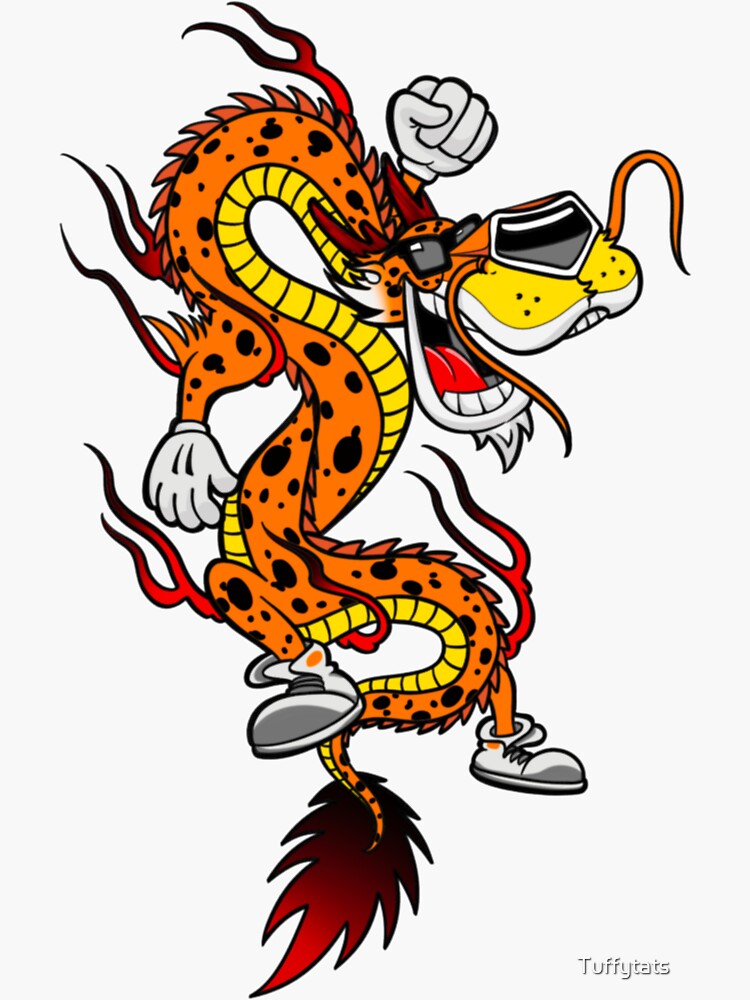 "Chester cheetah (Trad-Dragon)" Sticker for Sale by Tuffytats | Redbubble