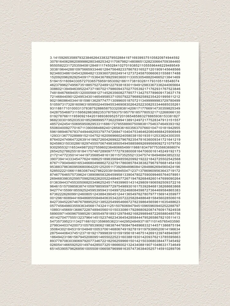 "digits of Pi " Art Print for Sale by boiiii | Redbubble