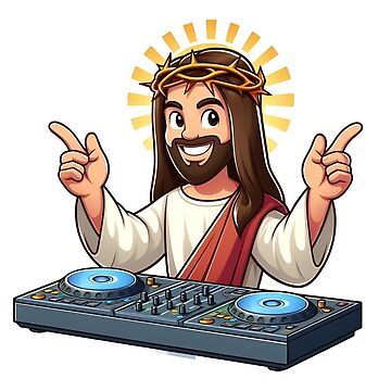 "DJ Jesus" Sticker for Sale by Matthew’s Tee Shop | Redbubble