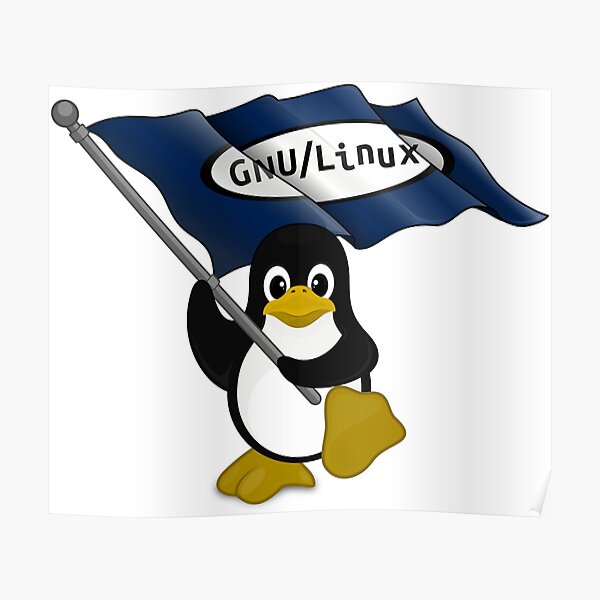 "Tux GNU Linux Flag Penguin" Poster by orinemaster | Redbubble