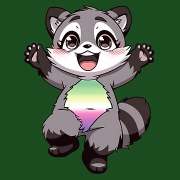 "Cute Raccoon with Genderfae Pride Flag Colored Tummy, Subtle Genderdoe ...