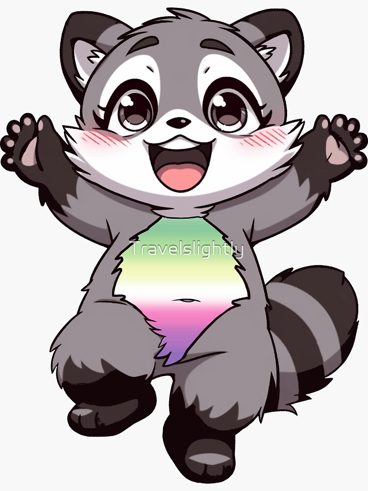 "Cute Raccoon with Genderfae Pride Flag Colored Tummy, Subtle Genderdoe ...