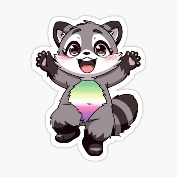 "Cute Raccoon with Genderfae Pride Flag Colored Tummy, Subtle Genderdoe ...