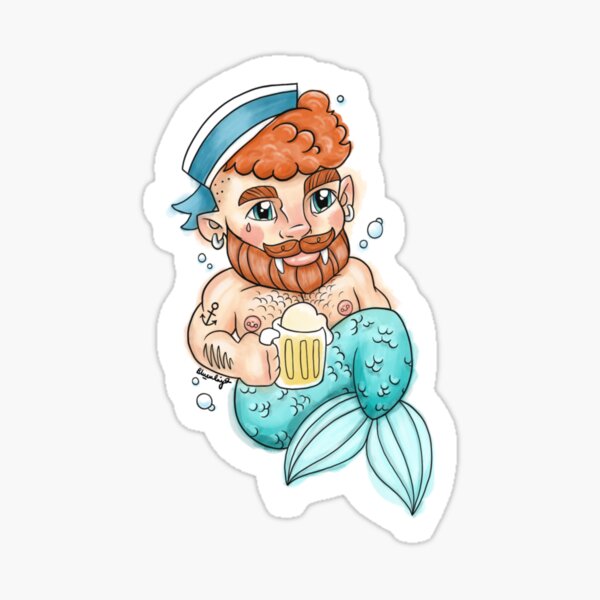 "Sailor Merman - White" Sticker by Billydrewyou | Redbubble