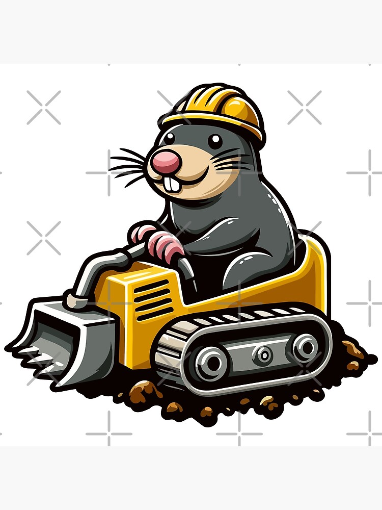 "Cute Construction Mole Driving a Bulldozer Cartoon" Poster for Sale by ...