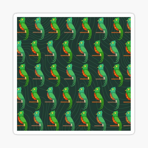 "Resplendant Quetzal Pattern Green Tropical Forest " Sticker for Sale ...