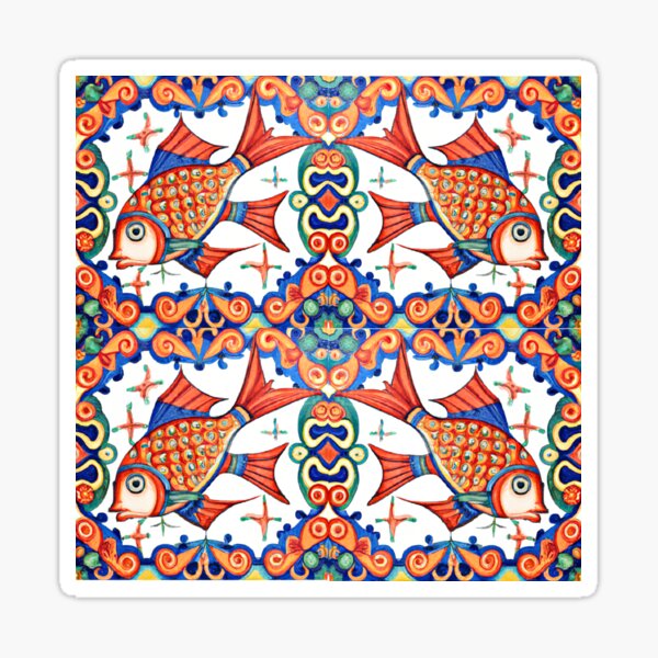 "Fish Tile Pattern" Sticker for Sale by Kiki-Hes | Redbubble
