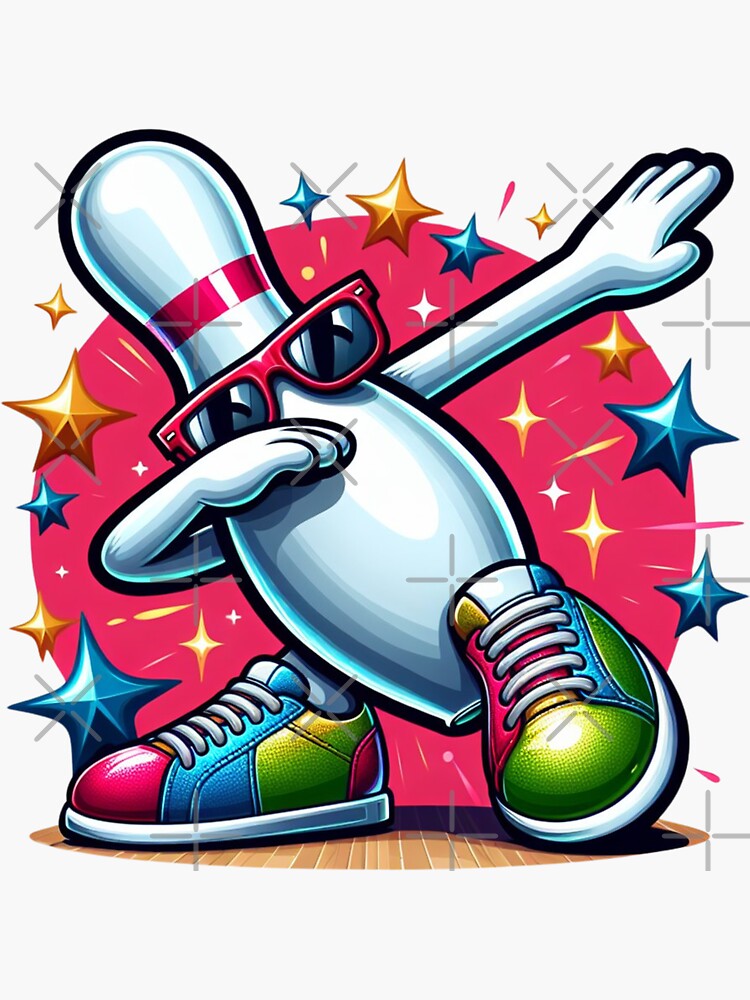 "Bowling Pin Dabbing Sunglasses Bowler Player Kids Boys" Sticker for ...