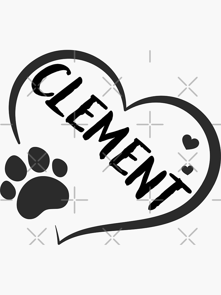 "Clement name in a heart with a paw, great gift for dog or cat owners" Sticker for Sale by ...