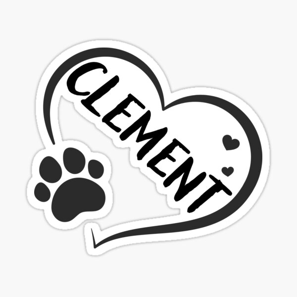 "Clement name in a heart with a paw, great gift for dog or cat owners ...