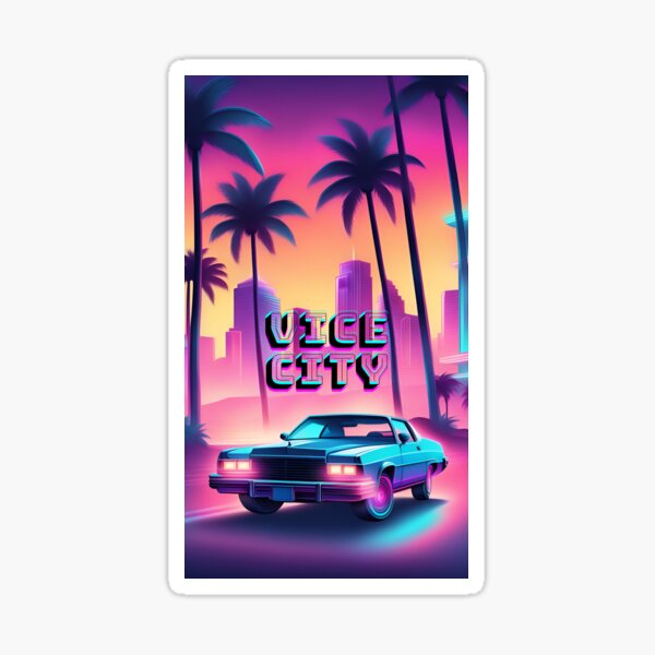 "Vintage Car In Vice City" Sticker for Sale by Lurgi-Print | Redbubble