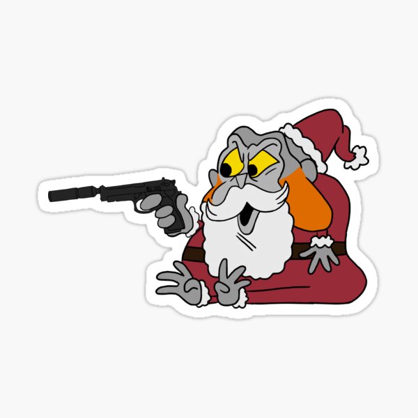 "Santa Dingus With A Gun (Dilbert and Dingus)" Sticker for Sale by ...