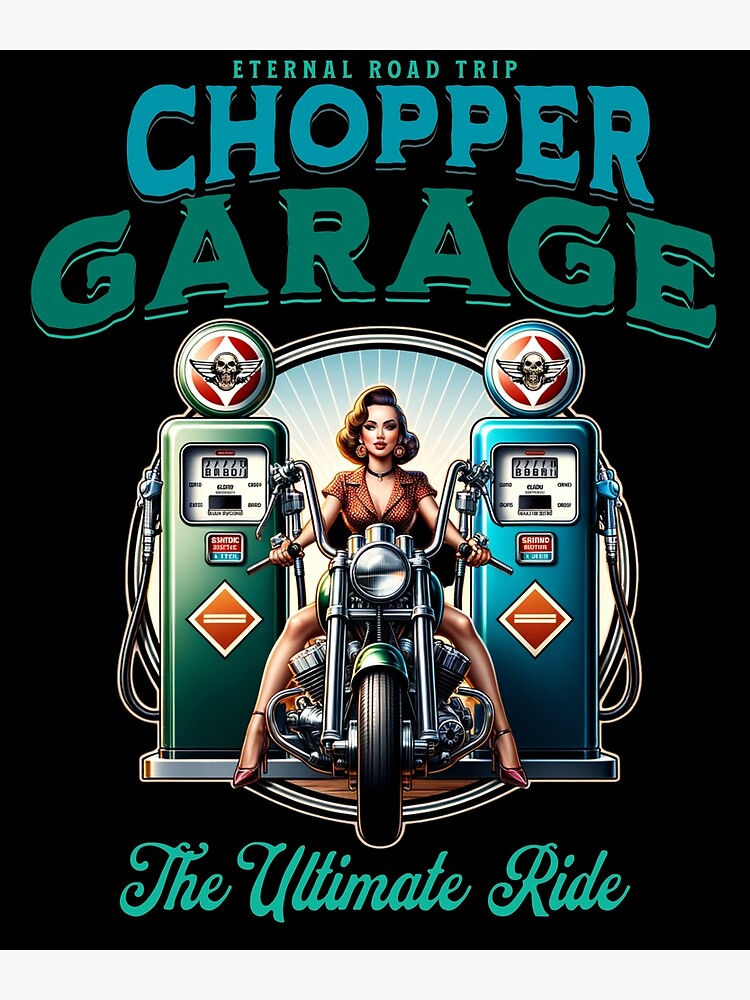 "Chopper garage - cafe racer styling - highway to hell - Chop shop - Born to race" Poster for ...