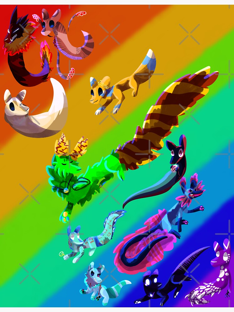 "Slugcat rainbow with rainbow background|Rain world|" Sticker for Sale ...