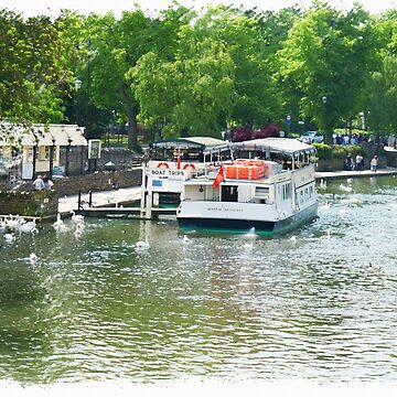 "Queen of Thames Boat River Walk Windsor watercolor painting effect ...