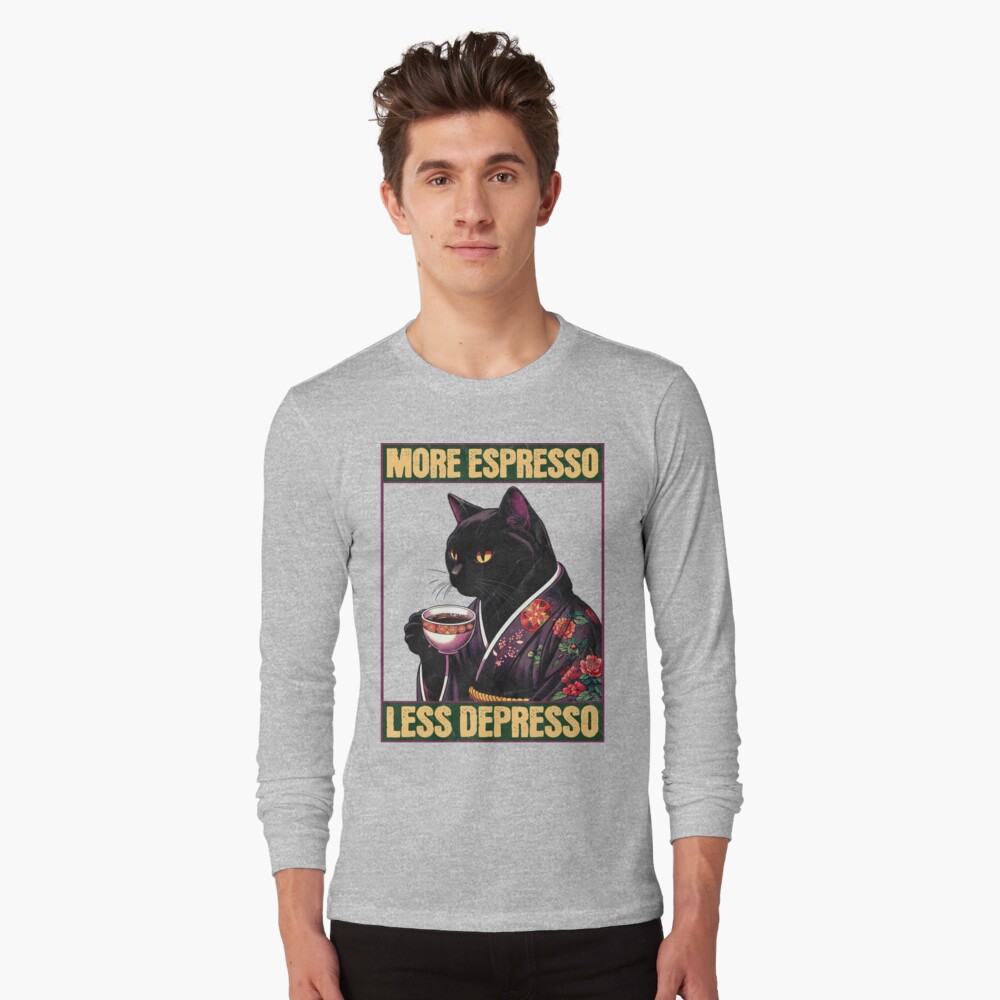 "More Espresso Less Depresso Meme - Funny Coffee Cat Vintage Poster ...