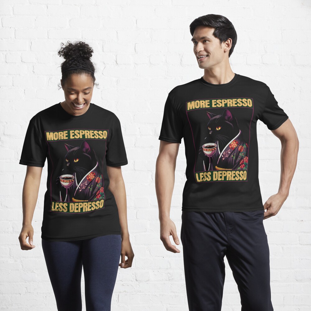 "More Espresso Less Depresso Meme - Funny Coffee Cat Vintage Poster ...