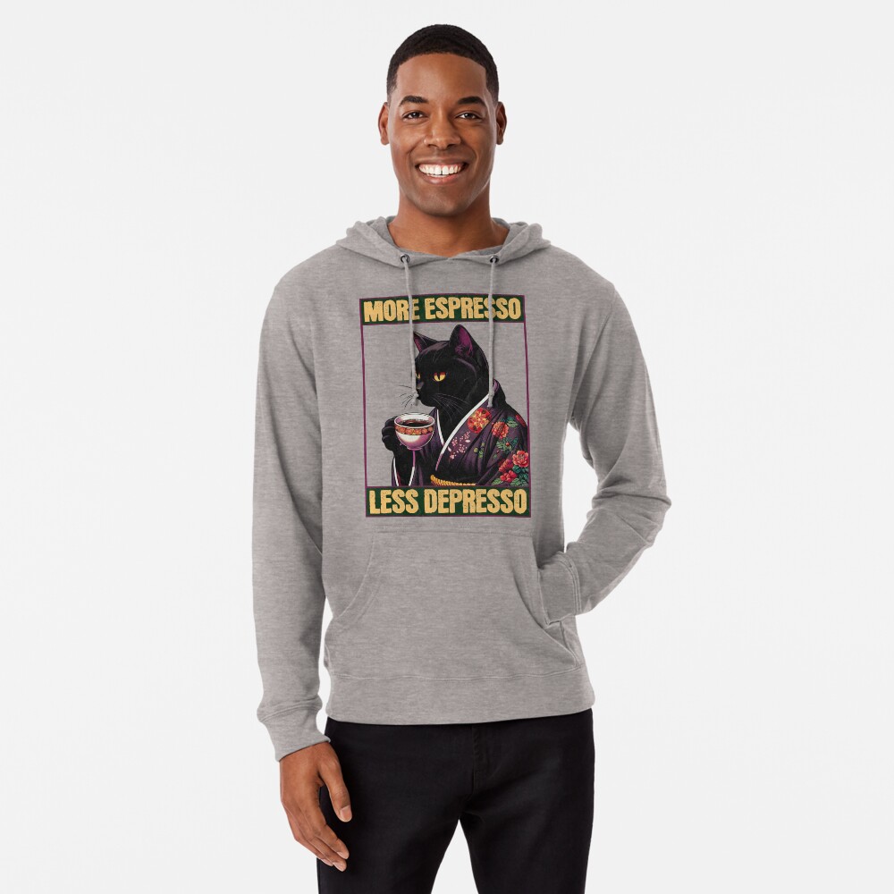 "More Espresso Less Depresso Meme - Funny Coffee Cat Vintage Poster ...