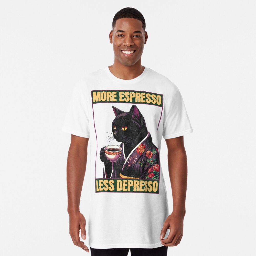 "More Espresso Less Depresso Meme - Funny Coffee Cat Vintage Poster ...