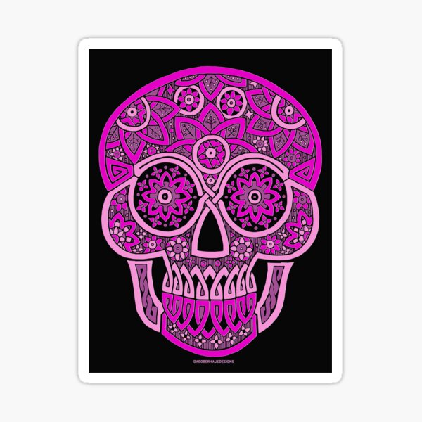 "Funky Pink Flower Skull" Sticker for Sale by Dasoberhaus | Redbubble