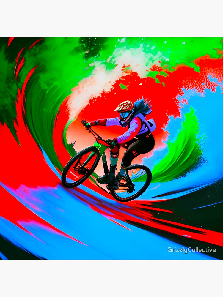 "MTB Wave Rider: Female Shredding Trails Like a Pro" Sticker for Sale ...